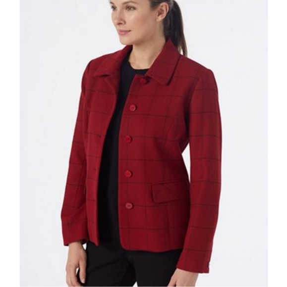Appleseed's | Jackets & Coats | Appleseeds Red Black Plaid Blazer Nwt | Poshmark